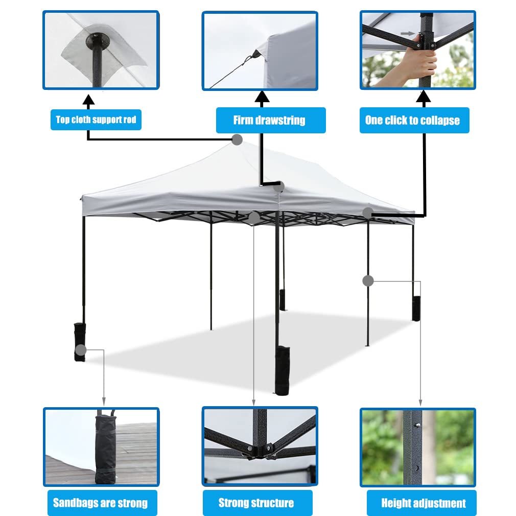 Premium Outdoor Canopy Tent - Durable, Waterproof and Easy to Set Up,10'x20' Ez Pop Up Sun Shelter Gazebo with Carry Bag for Camping, Events and Backyard Parties