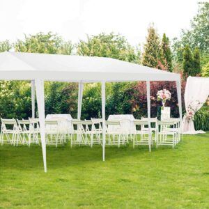 tangkula 10 x 30 feet outdoor canopy tent, wedding party tent with 16 stakes & 8 wind ropes, yard enclosed white tent for events, parties, backyard