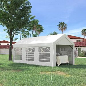 Outsunny 19.7' x 9.7' Heavy Duty Party Tent & Carport with Removable Sidewalls and Double Doors, Large Canopy Tent, Sun Shade Shelter, for Parties, Wedding, Outdoor Events, BBQ, White