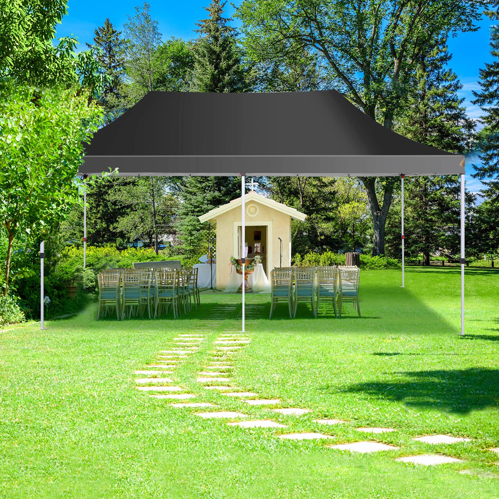 COBIZI 10x20ft Pop Up Canopy Tent with 6 Removable Sidewalls, Easy Up Commercial Canopy, Waterproof and UV50+ Gazebo with Portable Bag, Adjustable Leg Heights,Party Tents for Parties, with 4 Sandbags