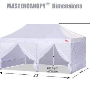 MASTERCANOPY Heavy Duty Pop-up Canopy Tent with Sidewalls (10x20,White)