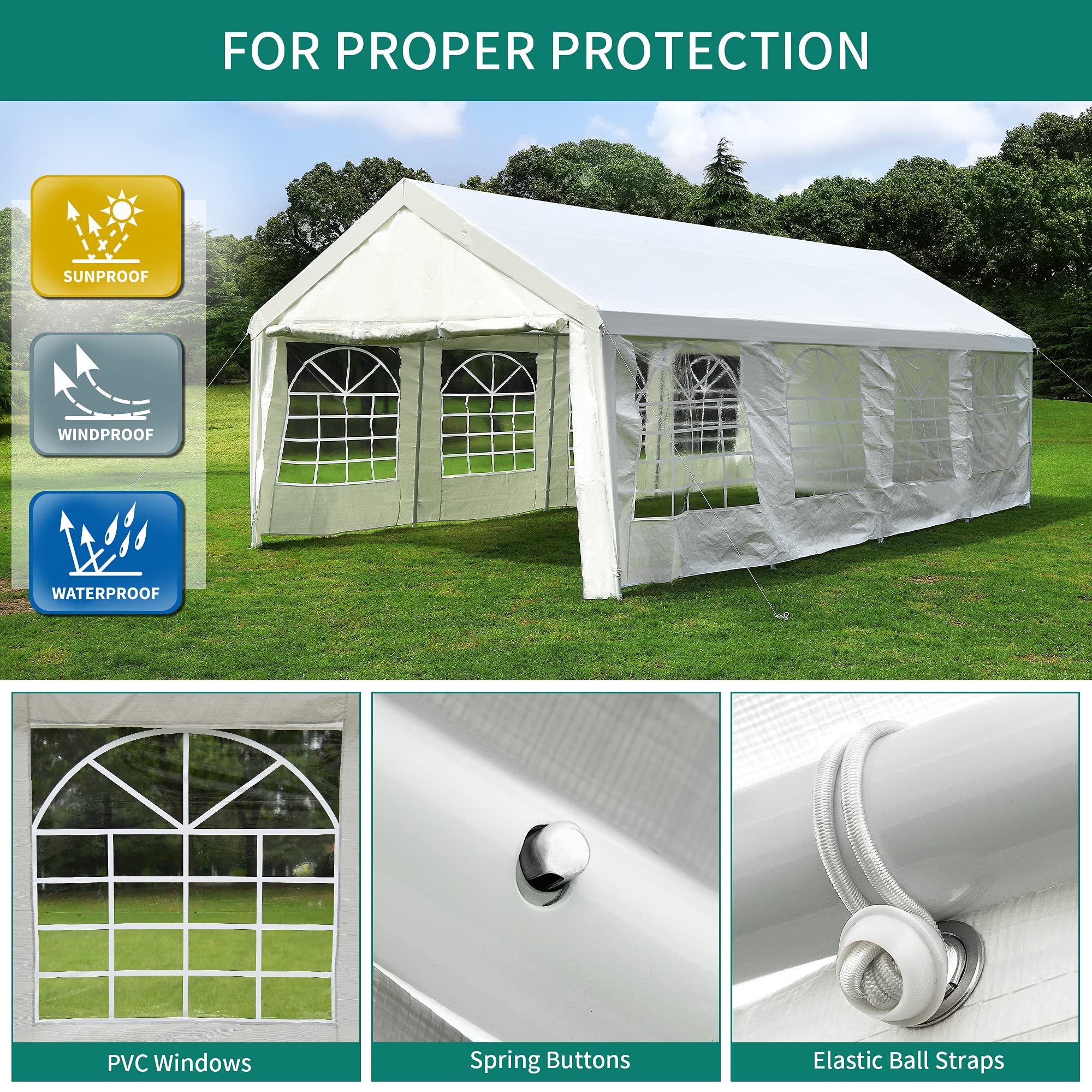 YITAHOME 13' x 26' Heavy Duty Gazebo Outdoor Party Wedding Tent Carport Shelter (13 x 26 ft)