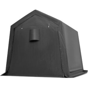 advance outdoor 6x6 ft storage tent outdoor portable shelter shed with 2 rolled up zipper doors & vents carport for motorcycle waterproof and uv resistant anti-snow portable garage kit tent, gray