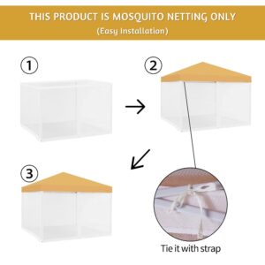 WenHaus 10'x10' Mosquito Netting for Patio with Zipper, Outdoor Replacement Mesh Sidewall Netting for Porch/Patio/Canopy/Gazebo (Mosquito Netting Only, White)