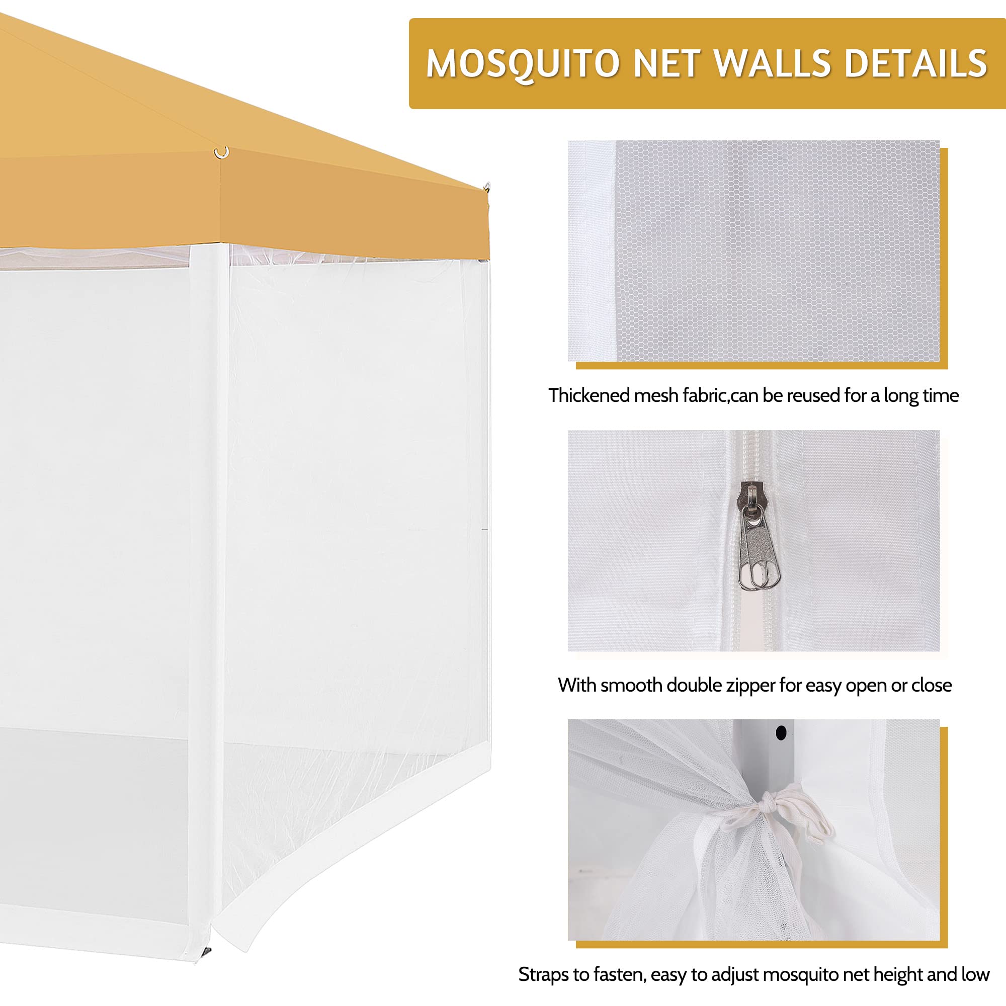 WenHaus 10'x10' Mosquito Netting for Patio with Zipper, Outdoor Replacement Mesh Sidewall Netting for Porch/Patio/Canopy/Gazebo (Mosquito Netting Only, White)