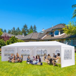 Tents for Parties(10'*30'), Outdoor Party Tent & Transparent Windows, White Large Canopy Tent with Walls for Wedding, Birthday, Event, Garden, Backyard (3-5d delivery)