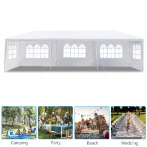 Tents for Parties(10'*30'), Outdoor Party Tent & Transparent Windows, White Large Canopy Tent with Walls for Wedding, Birthday, Event, Garden, Backyard (3-5d delivery)