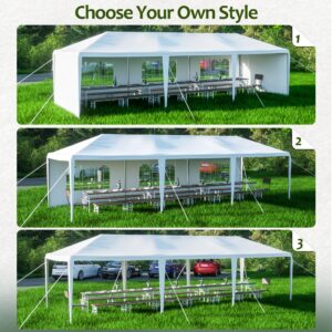 Tents for Parties(10'*30'), Outdoor Party Tent & Transparent Windows, White Large Canopy Tent with Walls for Wedding, Birthday, Event, Garden, Backyard (3-5d delivery)