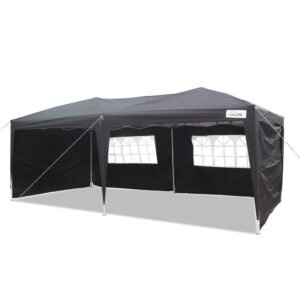 goutime black canopy, party tent 10x20, ez pop up canopy with removable sidewalls and wheeled bag,tents for outdoor parties