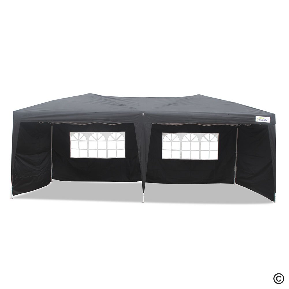 Goutime Black Canopy, Party Tent 10x20, Ez Pop up Canopy with Removable Sidewalls and Wheeled Bag,Tents for Outdoor Parties