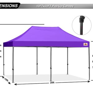 ABCCANOPY Patio Pop Up Canopy Tent 10x20 Commercial-Series(Purple)