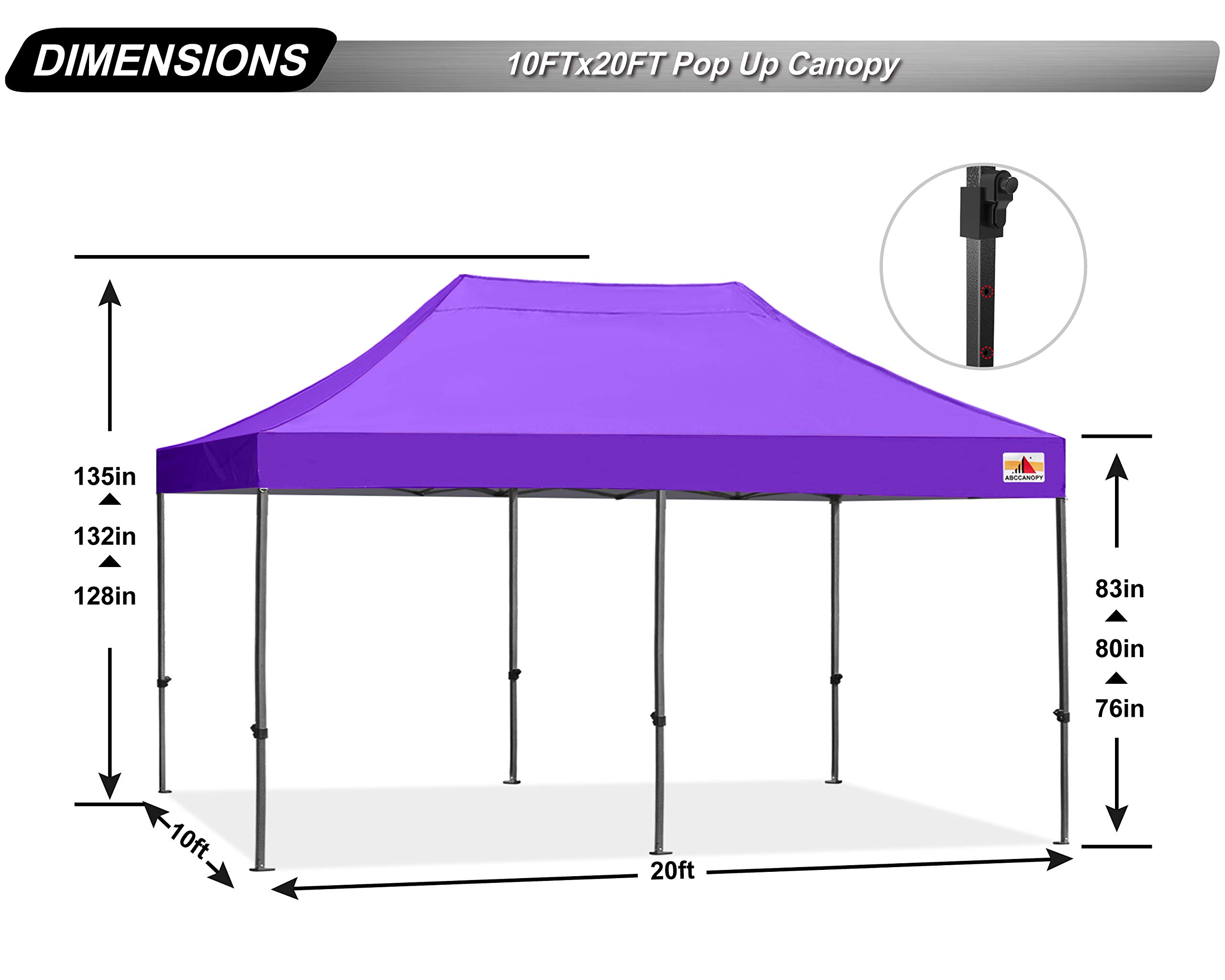 ABCCANOPY Patio Pop Up Canopy Tent 10x20 Commercial-Series(Purple)