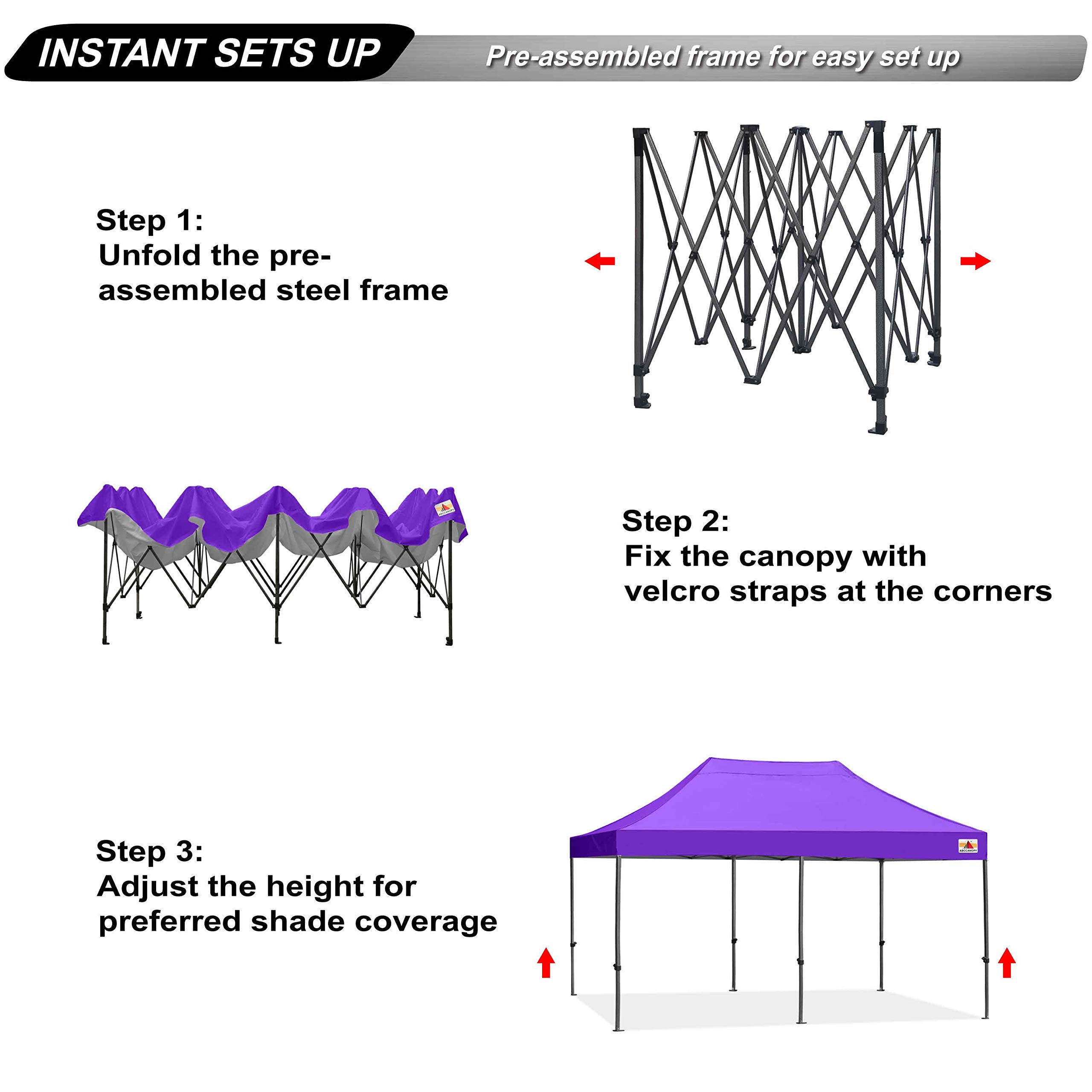 ABCCANOPY Patio Pop Up Canopy Tent 10x20 Commercial-Series(Purple)