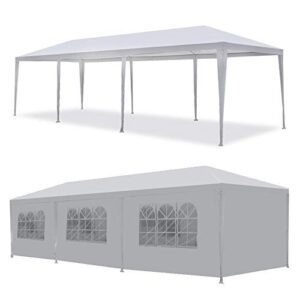 oxiqmart 10'x30' outdoor canopy party wedding tent white gazebo pavilion w/8 side walls