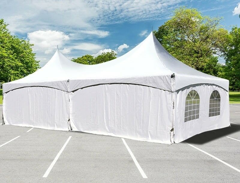 TentandTable 20' x 30' High Peak Frame Deluxe Canopy Tent w/Sidewalls, Outdoor Waterproof Complete Setup for Parties, Graduations, Weddings, Events, 2.5 Inch Durable Aluminum Frame, White Tent