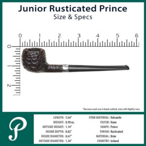 Peterson Pipes Junior Rusticated Pear - Vintage English Pipe Design, Handmade Small Tobacco Pipe, Mediterranean Briar Classic Wood Pipe, Collectible Tobacco Pipe, Made in Ireland