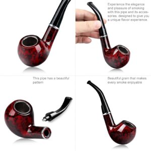 Joyoldelf Tobacco Pipe, Classic Smoking Pipe with Foldable Tobacco Pipe Stand, Bent Tobacco Pipes for Smoking with Gift Box and Smoking Accessories