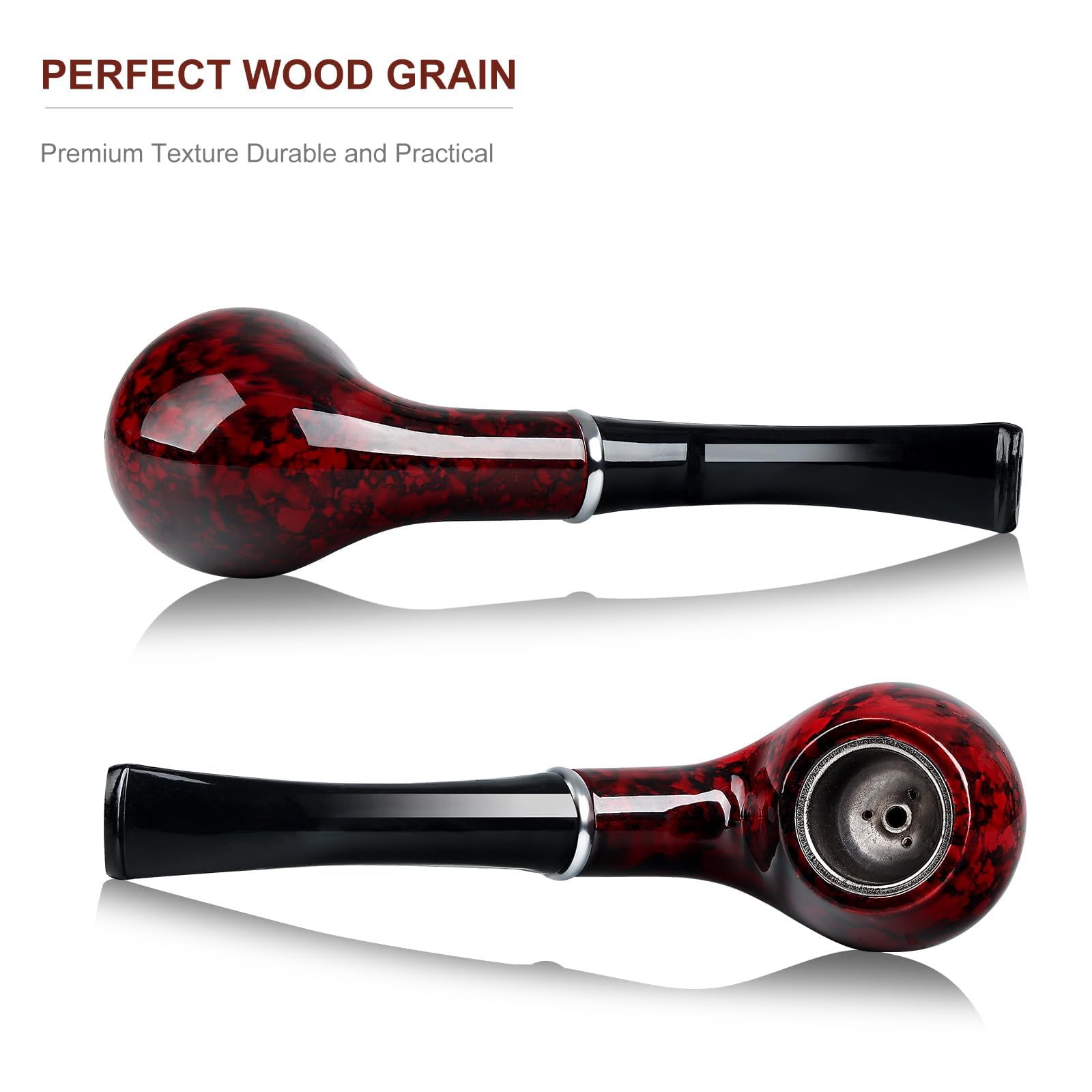 Joyoldelf Tobacco Pipe, Classic Smoking Pipe with Foldable Tobacco Pipe Stand, Bent Tobacco Pipes for Smoking with Gift Box and Smoking Accessories