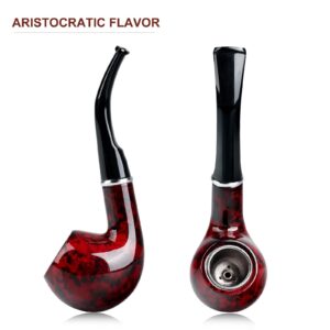 Joyoldelf Tobacco Pipe, Classic Smoking Pipe with Foldable Tobacco Pipe Stand, Bent Tobacco Pipes for Smoking with Gift Box and Smoking Accessories