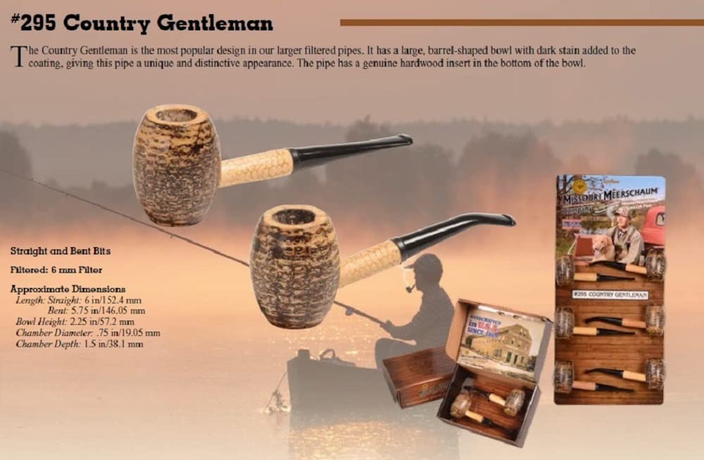 Missouri Meerschaum - Country Gentleman Corn Cob Tobacco Pipe - Straight Bit