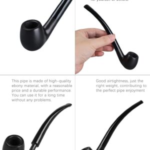 Joyoldelf Tobacco Pipe, Luxury Wooden Smoking Pipe with Tobacco Pipe Stand, Ebony Tobacco Pipes for Smoking with Pipe Scraper, Gift Box and Smoking Accessories