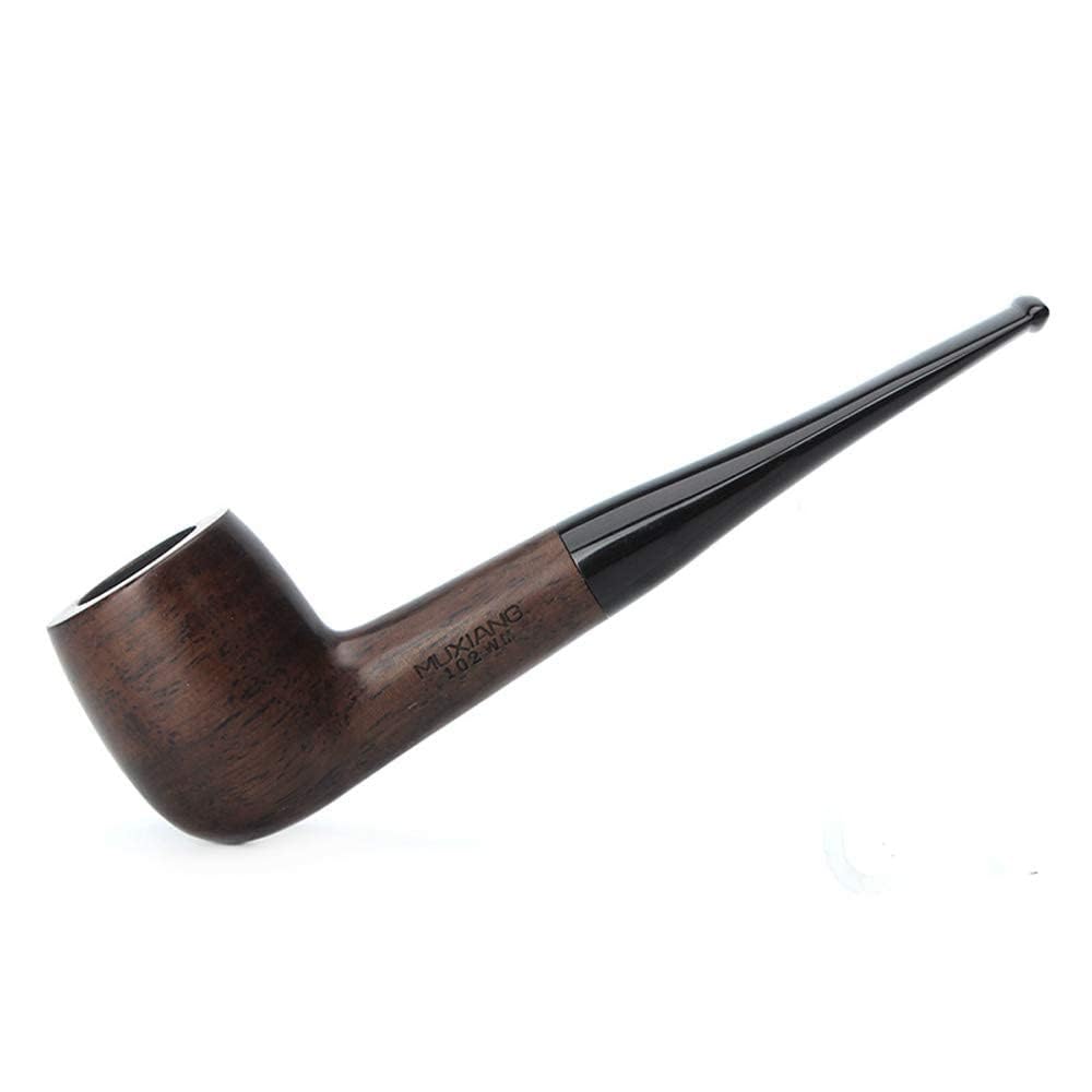 MUXIANG Ebony Tobacco Handmade Pipe Straight Stems with 10 Pipe Accessories AC0007