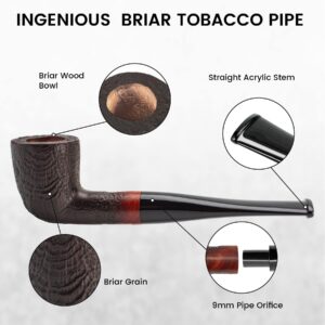 SPIPER smooth Briar Zulu Tobacco Straight pipe, 100% Quality Handmade pipe with smooth Acrylic Stem, Beginner Pipe，Great Gift for Father,friends (black)