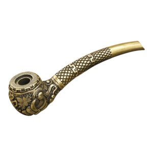 ultnice 1pc retro tobacco pipe decors carved tobacco pipe ornaments brass crafts tobacco pipe adornment (large), 9.4x2.5cm(xc2hu15s554tgq324inrofnfm)