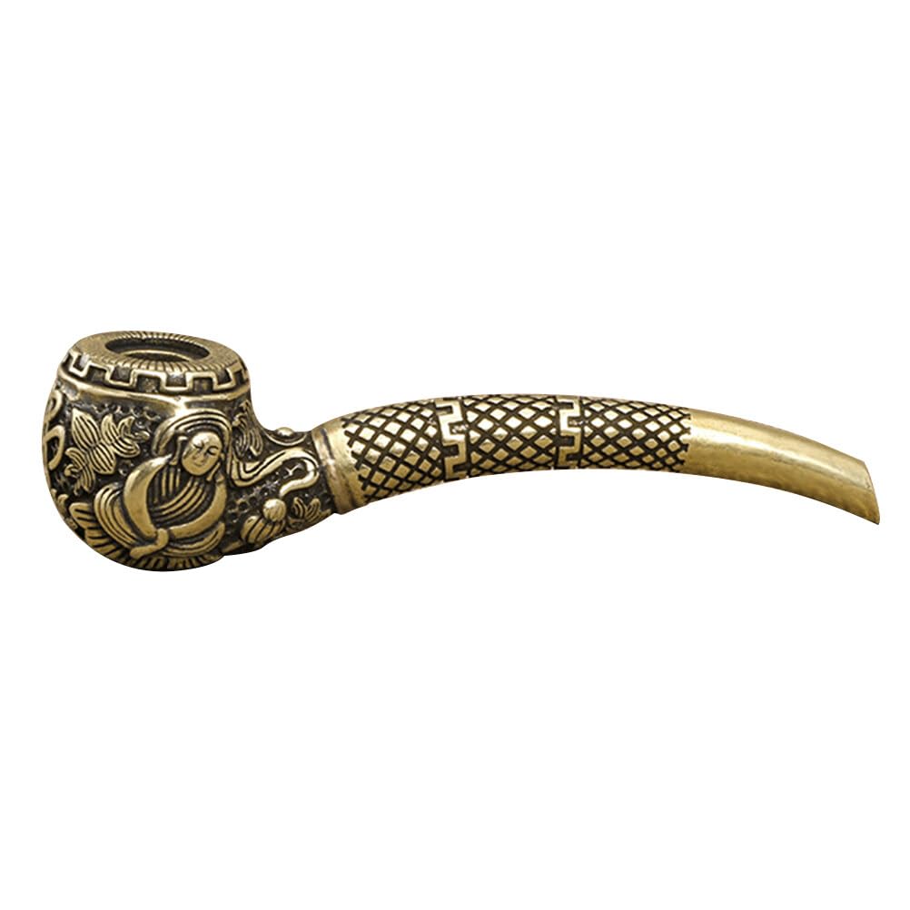 ULTNICE 1Pc Retro Tobacco Pipe Decors Carved Tobacco Pipe Ornaments Brass Crafts Tobacco Pipe Adornment (Large), 9.4x2.5cm(XC2HU15S554TGQ324INROFNFM)