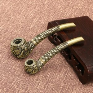 ULTNICE 1Pc Retro Tobacco Pipe Decors Carved Tobacco Pipe Ornaments Brass Crafts Tobacco Pipe Adornment (Large), 9.4x2.5cm(XC2HU15S554TGQ324INROFNFM)