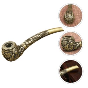 ULTNICE 1Pc Retro Tobacco Pipe Decors Carved Tobacco Pipe Ornaments Brass Crafts Tobacco Pipe Adornment (Large), 9.4x2.5cm(XC2HU15S554TGQ324INROFNFM)