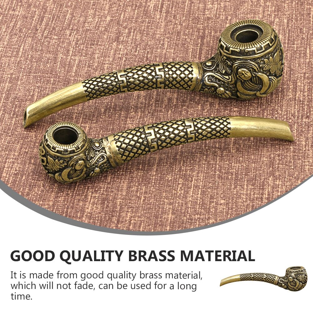 ULTNICE 1Pc Retro Tobacco Pipe Decors Carved Tobacco Pipe Ornaments Brass Crafts Tobacco Pipe Adornment (Large), 9.4x2.5cm(XC2HU15S554TGQ324INROFNFM)