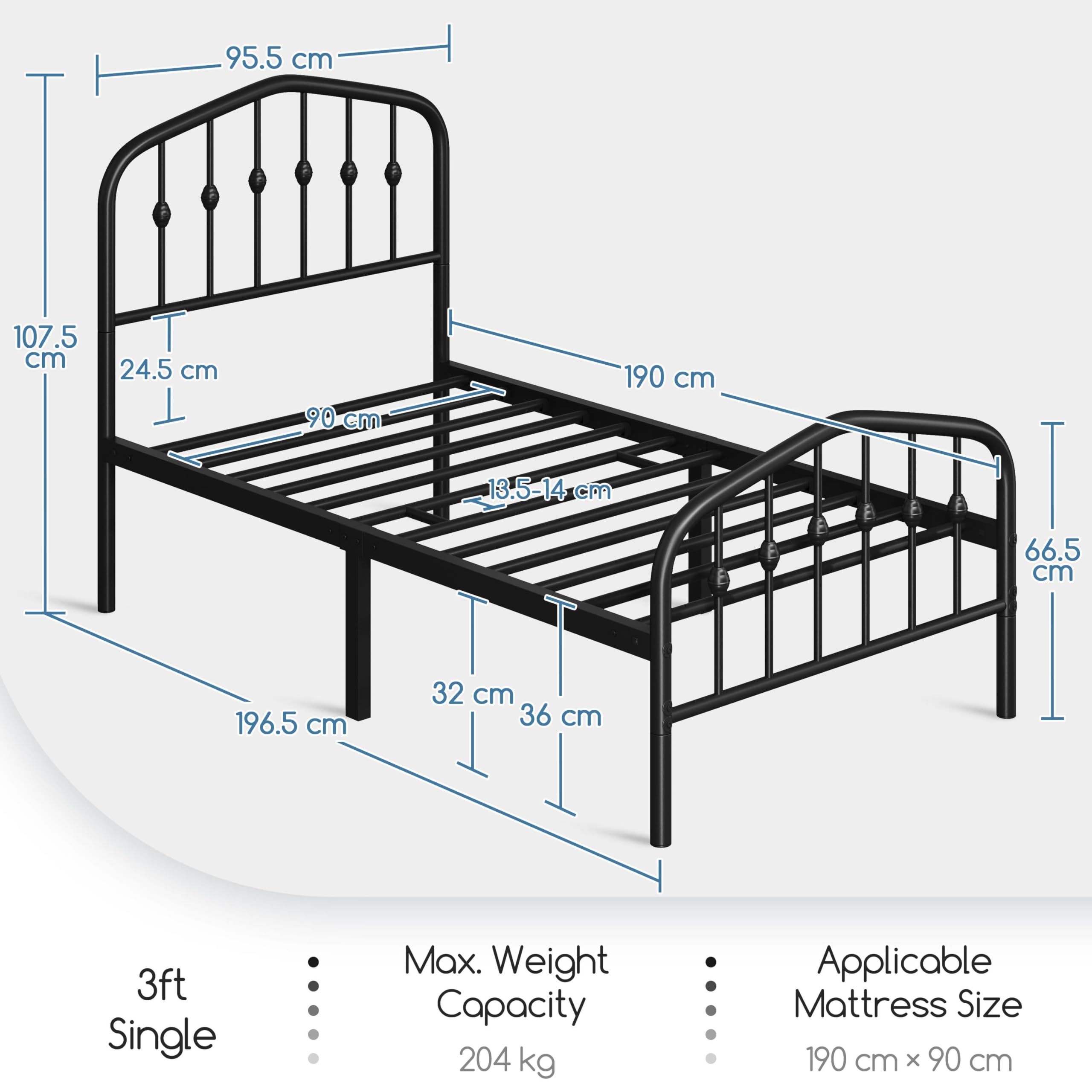 Yaheetech Twin Bed Frames Metal Platform Bed with Victorian Style Wrought Iron Headboard and Footboard/Easy Assembly/No Box Spring Needed/Black Twin Bed