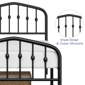 Yaheetech Twin Bed Frames Metal Platform Bed with Victorian Style Wrought Iron Headboard and Footboard/Easy Assembly/No Box Spring Needed/Black Twin Bed