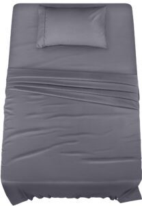 utopia bedding twin bed sheets set - 3 piece bedding - brushed microfiber - shrinkage and fade resistant - easy care (twin, grey)