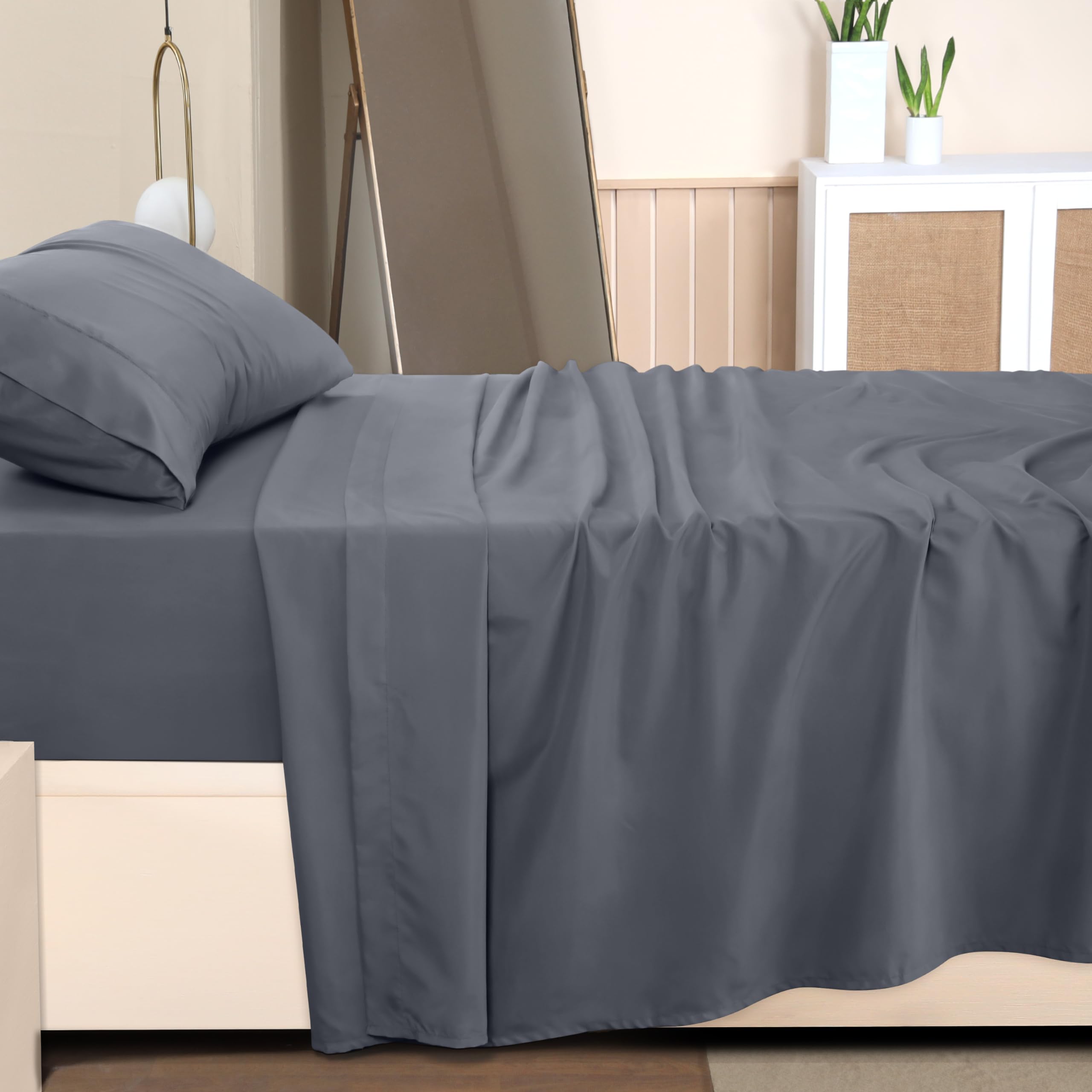 Utopia Bedding Twin Bed Sheets Set - 3 Piece Bedding - Brushed Microfiber - Shrinkage and Fade Resistant - Easy Care (Twin, Grey)