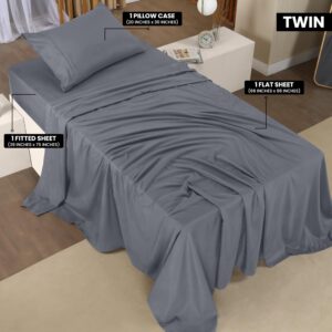 Utopia Bedding Twin Bed Sheets Set - 3 Piece Bedding - Brushed Microfiber - Shrinkage and Fade Resistant - Easy Care (Twin, Grey)