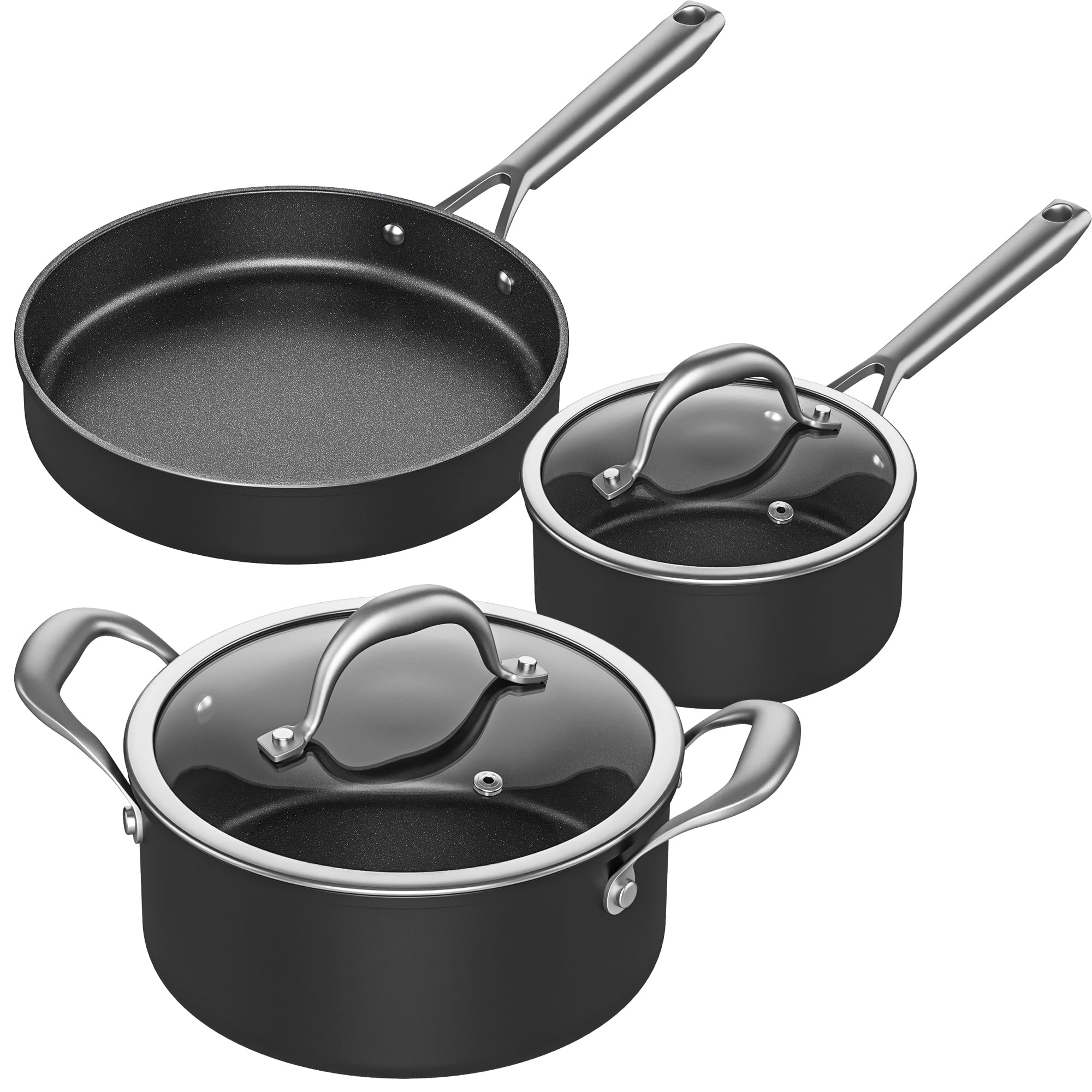 Wodillo Pots and Pans set Nonstick, Cookware Sets, 5 PCS Induction Kitchen Cookware Set, Non Stick Cooking Set w/Frying Pans & Saucepans, Dishwasher Safe, Oven Safe to 420°F