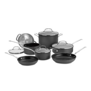 cuisinart 11-piece cookware set, black, chef's classic nonstick hard anodized, 66-11