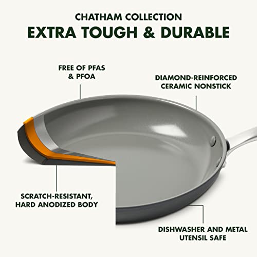 GreenPan Chatham Hard Anodized Healthy Ceramic Nonstick 5 Piece Cookware Pots and Pans Set, Saute, Saucepan, Lids, Stainless Steel Handles, PFAS-Free, Dishwasher Safe, Oven Safe, Gray