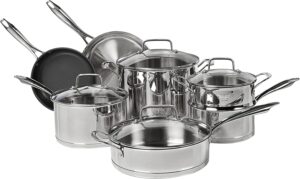 cuisinart 11-piece cookware set, professional stainless steel, 89-11,silver