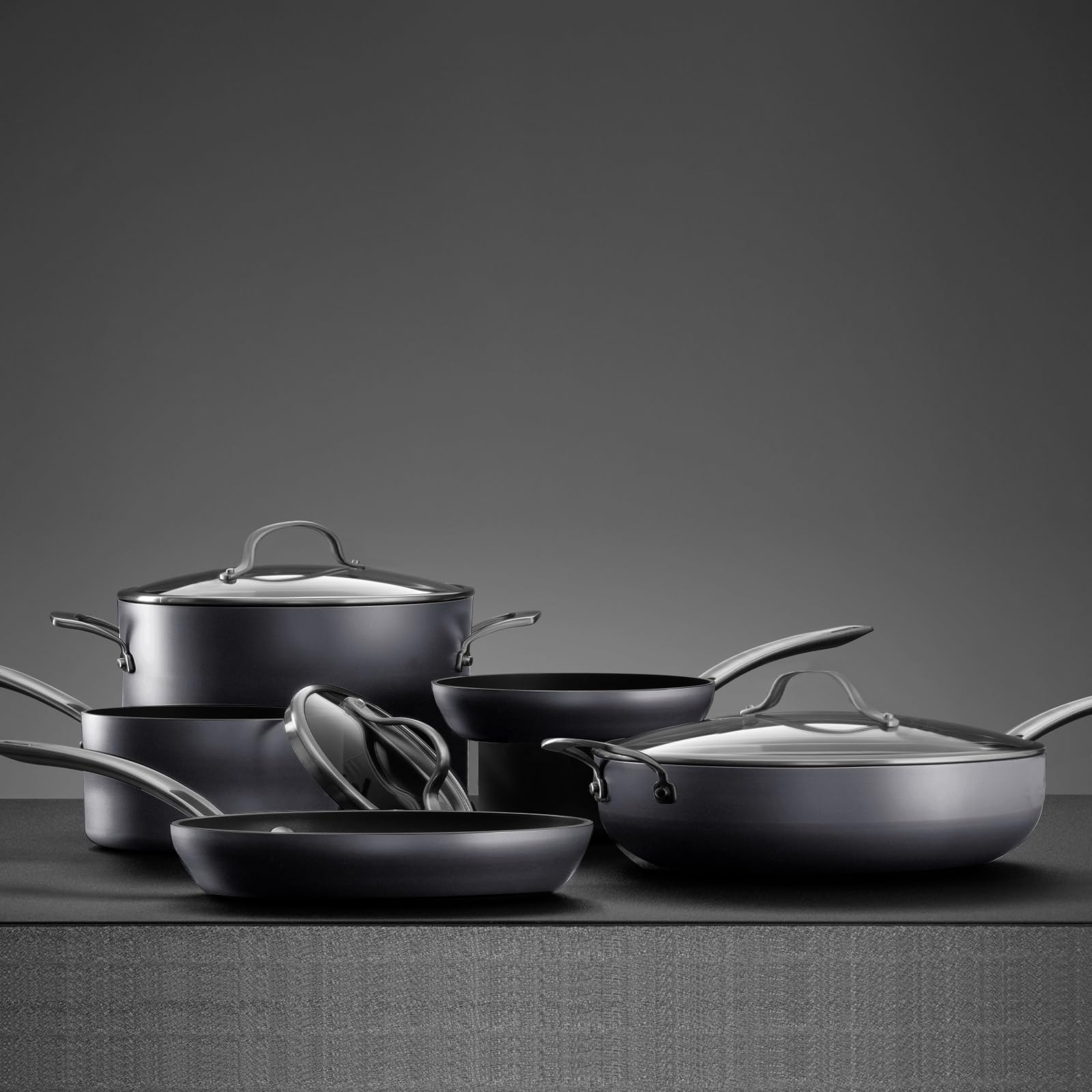 Vkoocy Classic Hard-Anodized Nonstick Cookware Set, 8-Piece Pots and Pans Set with Stay-Cool Handles, Durable & Oven Safe to 500°F