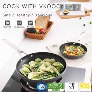 Vkoocy Classic Hard-Anodized Nonstick Cookware Set, 8-Piece Pots and Pans Set with Stay-Cool Handles, Durable & Oven Safe to 500°F