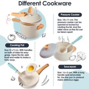 BUYGER Pretend Play Kitchen Accessories Toys Set, Cookware Pots and Pans Cooking Utensils Playset Gifts for 3 4 5 Years Old Kids Girls Boys Toddler