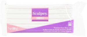 sculpey soufflé™ polymer oven-bake clay, igloo white, non toxic, 7 oz. bar, great for jewelry making, holiday, diy, mixed media and more! premium light-weight oven bake clay.