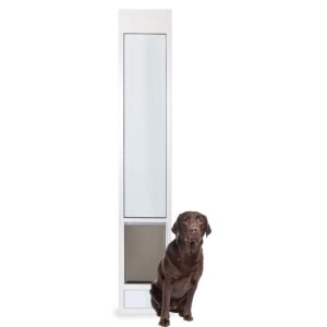 petsafe 1-piece sliding glass pet door for dogs & cats - adjustable height 75 7/8" to 80 11/16" - large-tall, white, no-cut install, aluminum patio panel insert, great for renters or seasonal install