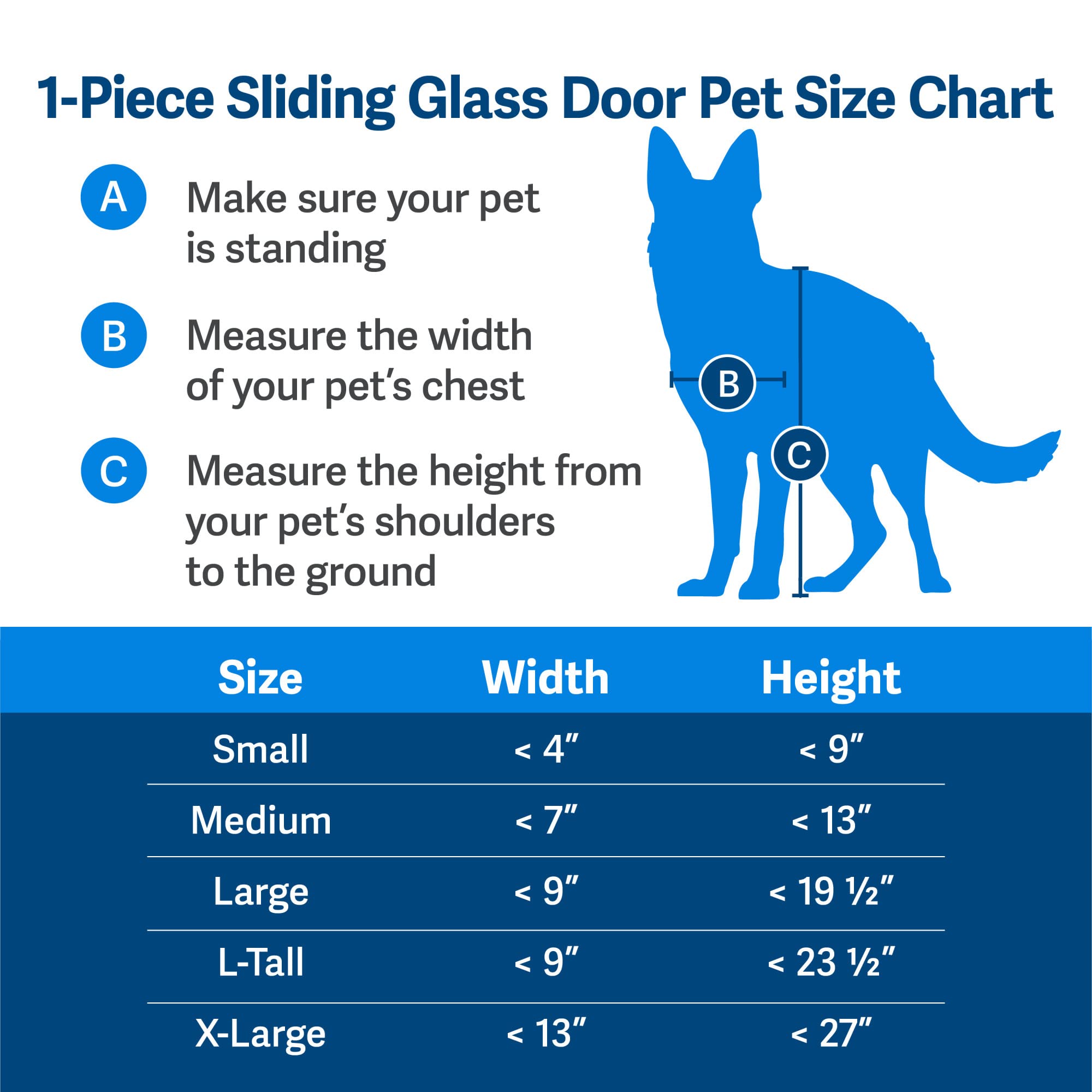 PetSafe 1-Piece Sliding Glass Pet Door for Dogs & Cats - Adjustable Height 75 7/8" to 80 11/16" - Large-Tall, White, No-Cut Install, Aluminum Patio Panel Insert, Great for Renters or Seasonal Install