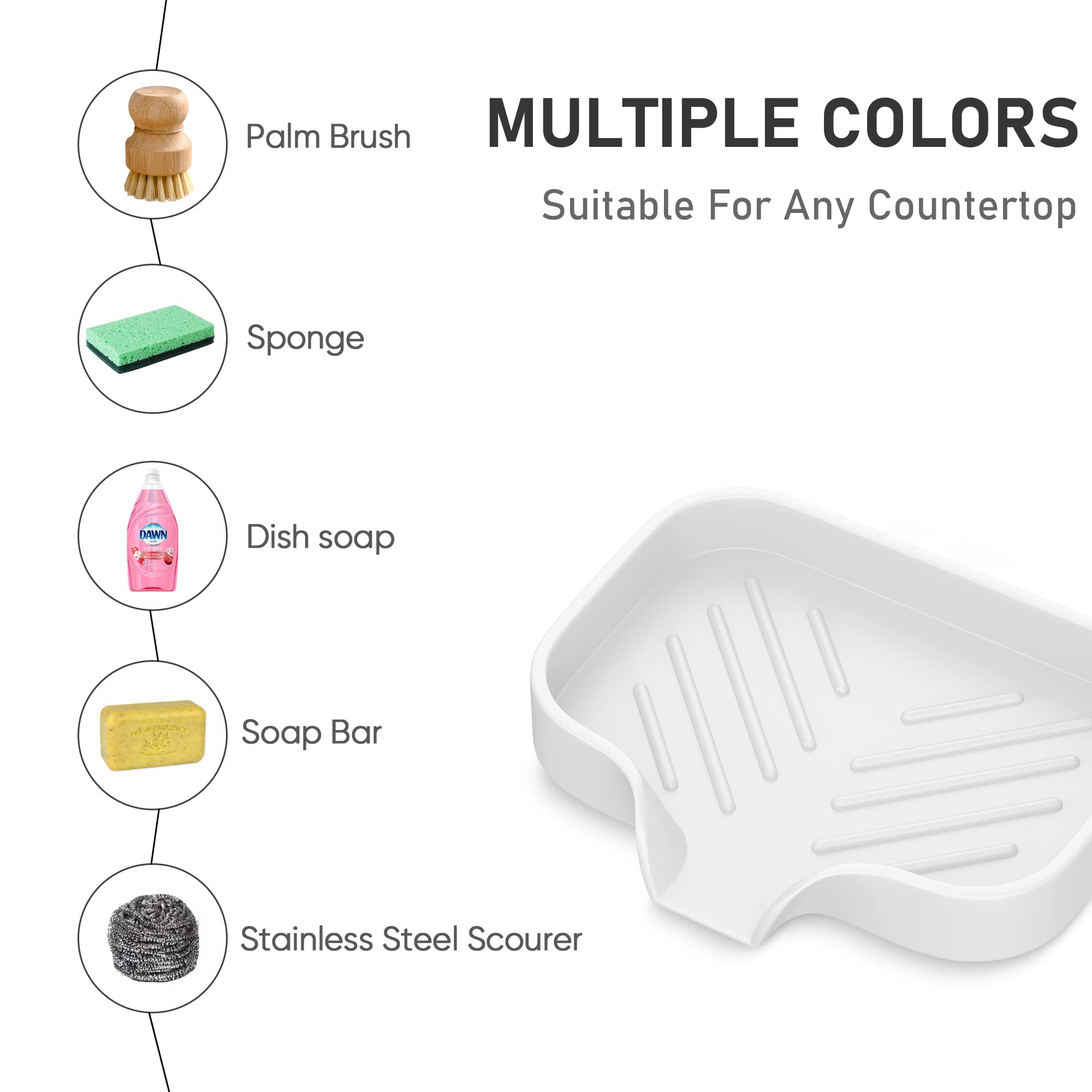 Silicone Soap Dish,4 Pcs Thickened Great High-Purity Silicone Soap Holder,Self Draining Soap Dish Soap Tray Bathroom Soap Dish Bar Soap Holder for Shower-Gray,White