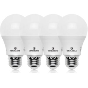 great eagle lighting corporation a19 75w equivalent led light bulb, ul listed, 5000k daylight, non-dimmable, standard replacement (4-pack)