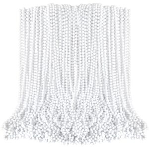 eoboh beaded necklace, 100pcs white mardi gras beads stuff party favors, 33" holiday toy costume bulk, festival parade throw accessories for wedding birthday celebrations decoration